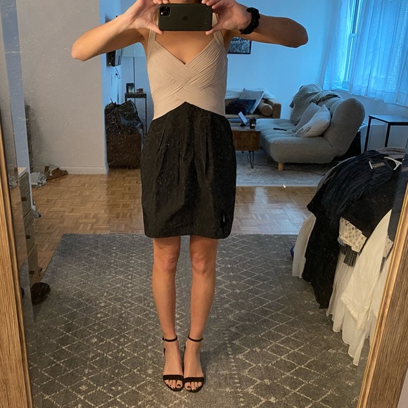 BCBGMaxAzria | Dresses | Bcbg Mini Dress Wrap Halter Top W Bubble ...